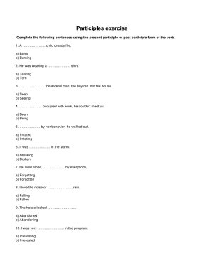 Participles exercise 2 english grammar
