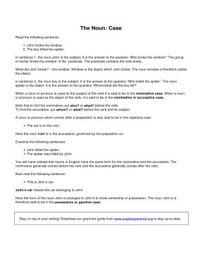The noun case english grammar