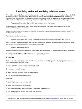 Identifying and non identifying relative clauses