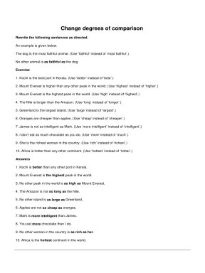 Change degrees of comparison