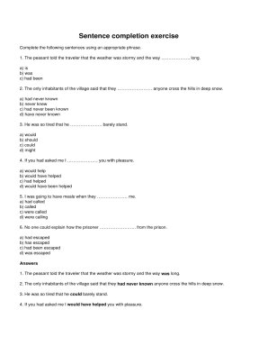 Sentence completion exercise