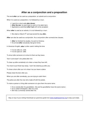 After as a conjunction and a preposition