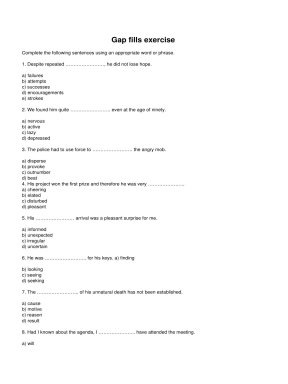 Gap fills exercise 4