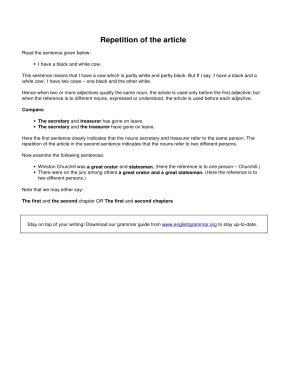 Repetition of the article