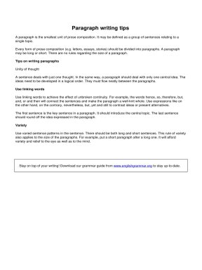 Paragraph writing tips