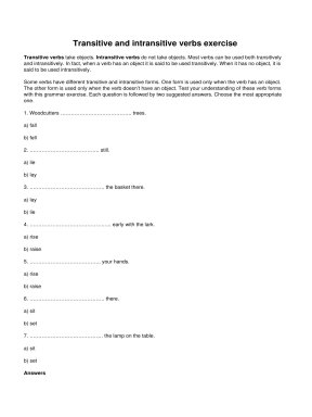 Transitive and intransitive verbs exercise