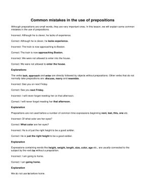 Common mistakes in the use of prepositions