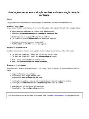 How to join two or more simple sentences into a single complex sentence
