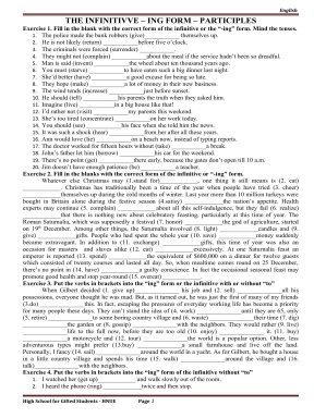 THE INFINITIVVE – ING FORM – PARTICIPLES