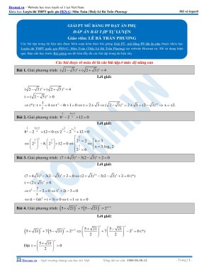 Bài tập giải phương trình mũ bằng phương pháp đặt ẩn phụ có đáp án thầy lê bá trần phương