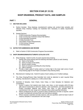 01340 (01 33 23) Shop Drawings, Product Data and Samples