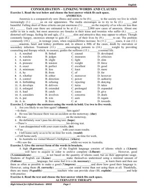 CONSOLIDATION – LINKING WORDS AND CLAUSES