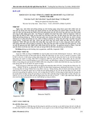 KHẢO sát các đặc TÍNH của THIẾT bị GHI đo bức xạ cầm TAY INSPECTOR 1000