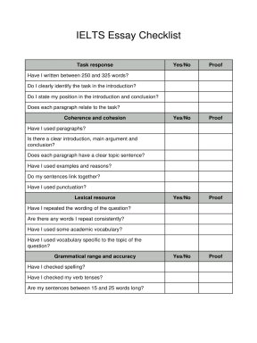 IELTS essay checklist