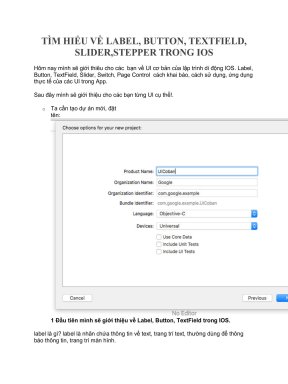 TÌM HIỂU về LABEL, BUTTON, TEXTFIELD, SLIDER,STEPPER TRONG IOS