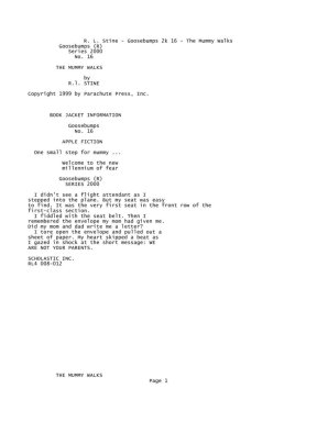 Goosebumps 2k 16 the mummy walks