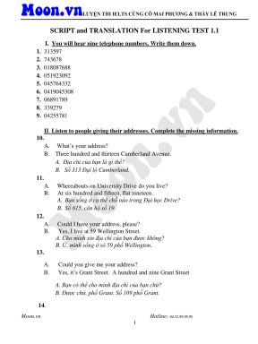 SCRIPT and TRANSLATION for LISTENING TEST 1 1