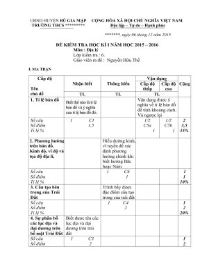 De thi hoc ki 1 lop 6 mon dia li