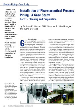 Installation of Pharmaceutical Process Piping A Case Study