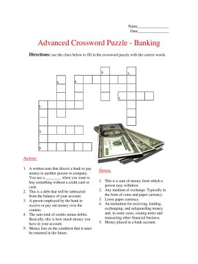 Advanced Crossword Puzzle - Banking