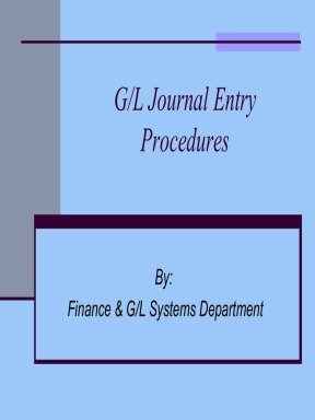 GL Journal Entry Procedures