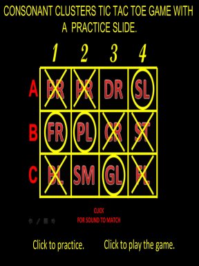 phonics consonant clusters tic tac toe