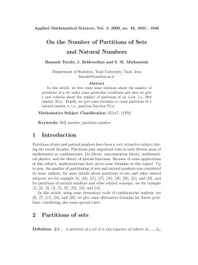 On the Number of Partitions of Sets and Natural Numbers
