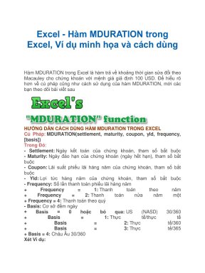 Excel hàm MDURATION trong excel, ví dụ minh họa và cách dùng