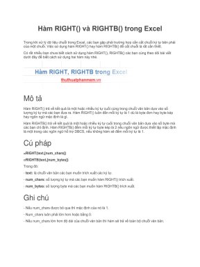 Hàm RIGHT() và RIGHTB() trong excel