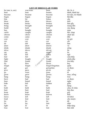 LIST OF IRREGULAR VERBS