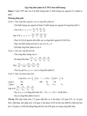Lập công thức phân tử hợp chất hữu cơ