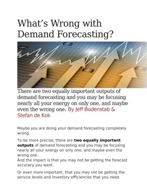 DEMAND FORECAST What is wrong with demand forecasting