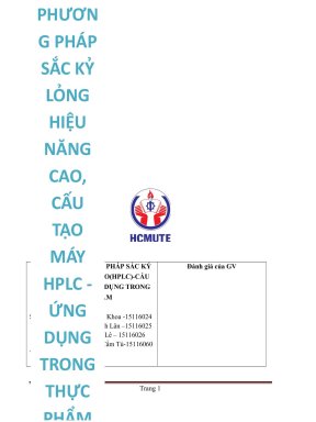 PHƯƠNG PHÁP sắc ký LỎNG HIỆU NĂNG CAOHPLC cấu tạo máy HPLC ỨNG DỤNG ...