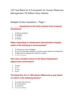120 test bank for a framework for human resource management 7th edition ...