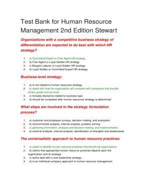 Test bank for human resource management 2nd edition stewart