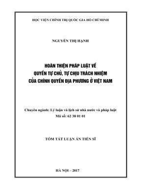 Hoàn thiện pháp luật v quy n tự chủ, tự chịu trách nhiệm của CQĐP việt nam hiện nay tt