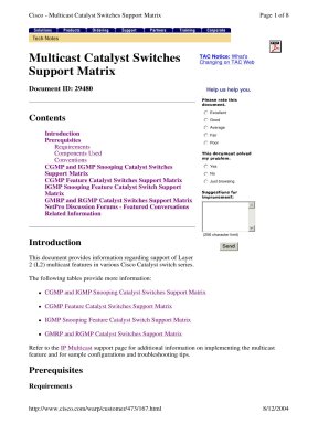 Multicast Catalyst Switches Support Matrix
