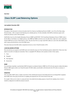 Cisco GLBP Load Balancing Options