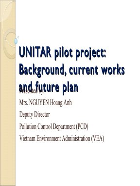 UNITAR pilot project Background, current works and future plan