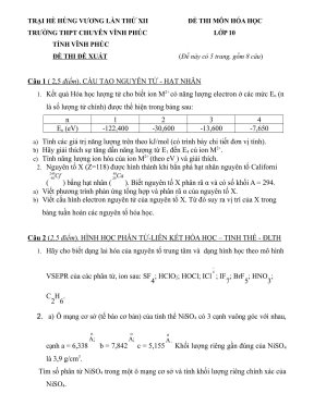 Đề thi đề xuất hóa 10 THHV 16