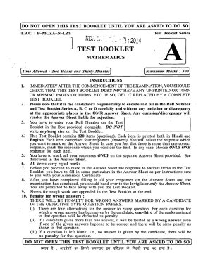 Test booklet mathematics