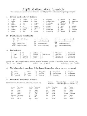 Latex Mathematical Symbols