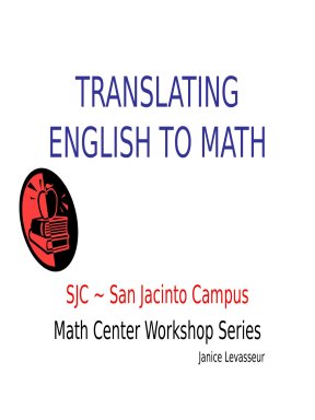 TRANSLATING ENGLISH TO MATH