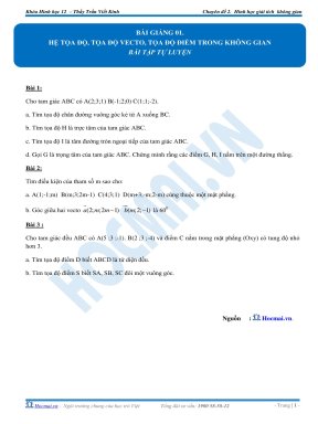 Bài 1 Bài Tập Tự Luyện He toa do toa do vec to toa do diem trong khong gian