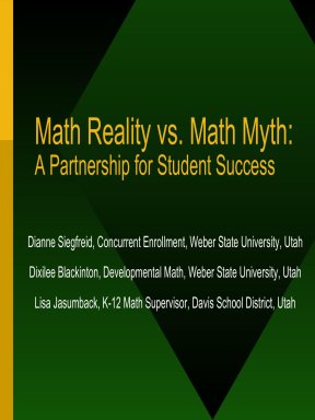 Math Reality vs. Math Myth: A Partnership for Student Success