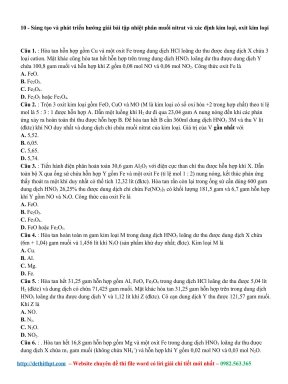 bai tap vo co sang tao va phat trien huong giai bai tap nhiet phan muoi nitrat va xac dinh kim loai