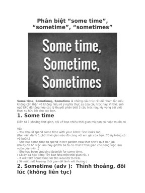 Phân biệt “some time”, “sometime”, “sometimes”