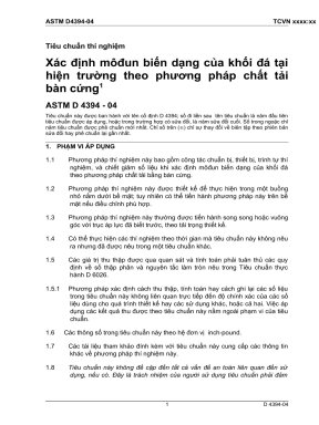 ASTM d 4394 04 xác định môđun biến dạng của khối đá tại hiện trường theo phương pháp chất tải ...