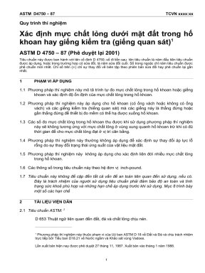 ASTM d 4750 87(2001) xác định mực chất lỏng dưới mặt đất trong hố khoan