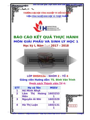 BÁO CÁO KẾT QUẢ THỰC HÀNH GIẢI PHẨU VÀ SINH LÝ HỌC 1 IBF IUH 2017